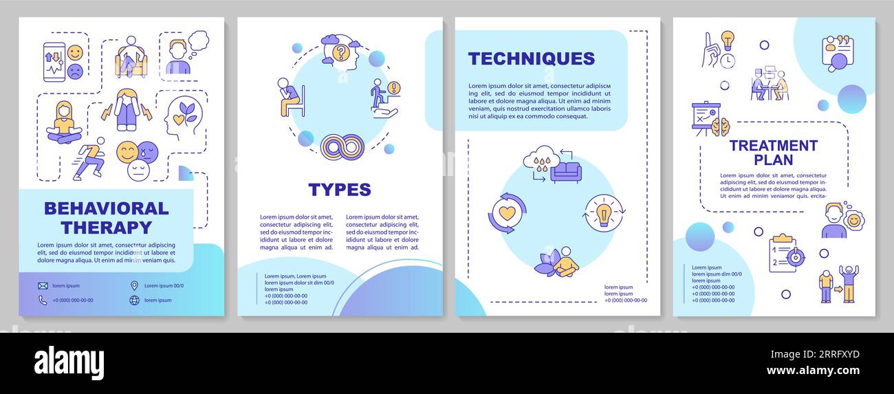 2D brochure with behavioral therapy linear icons Stock Vector Image ...