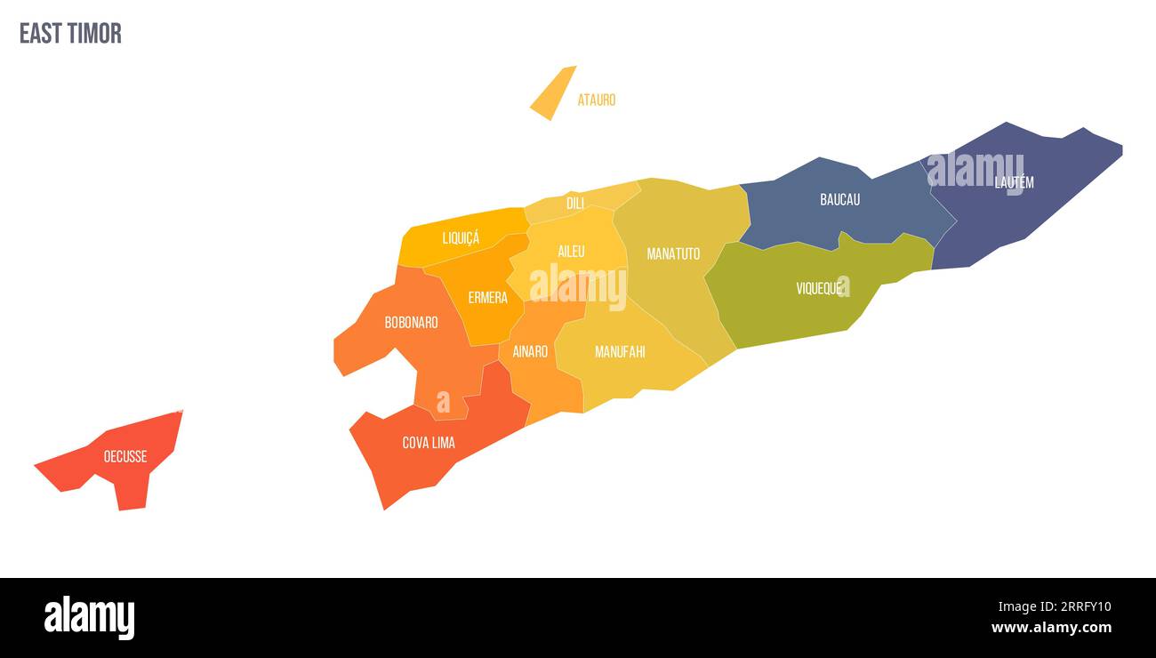 East Timor political map of administrative divisions - municipalities ...
