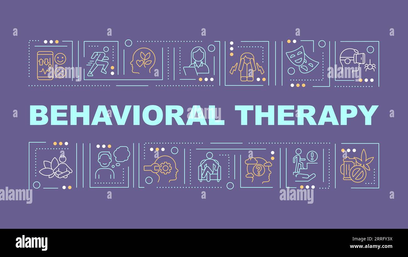 2D behavioral therapy text with multicolor thin linear icons Stock ... 2D behavioral therapy text with multicolor thin linear icons Stock ...