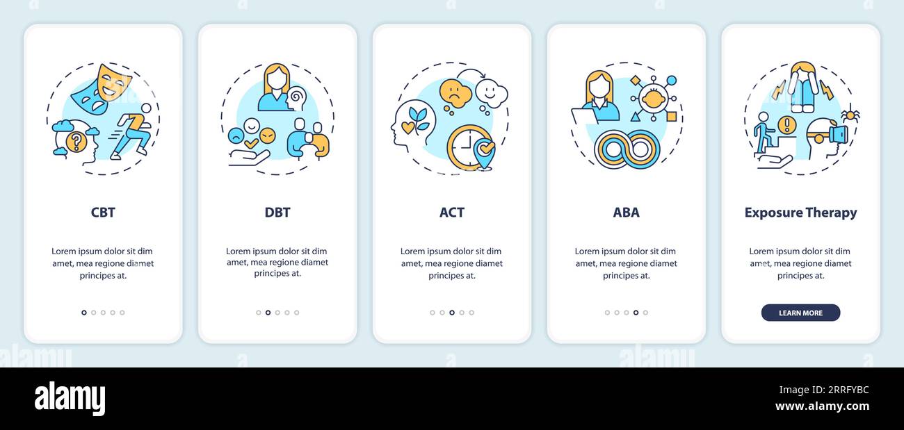 Walkthrough behavioral therapy with linear icons concept Stock Vector ...