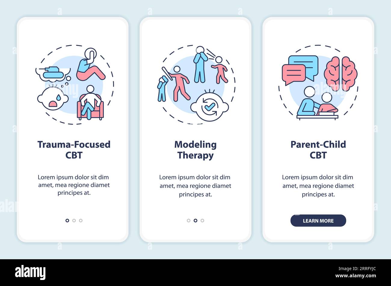 Walkthrough behavioral therapy with line icons concept Stock Vector ...