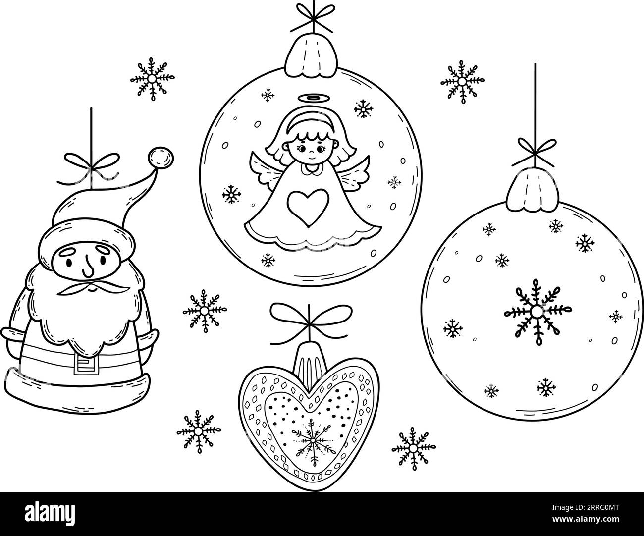 Collection of Christmas balls toys. ball with cute angel, Santa Claus ...