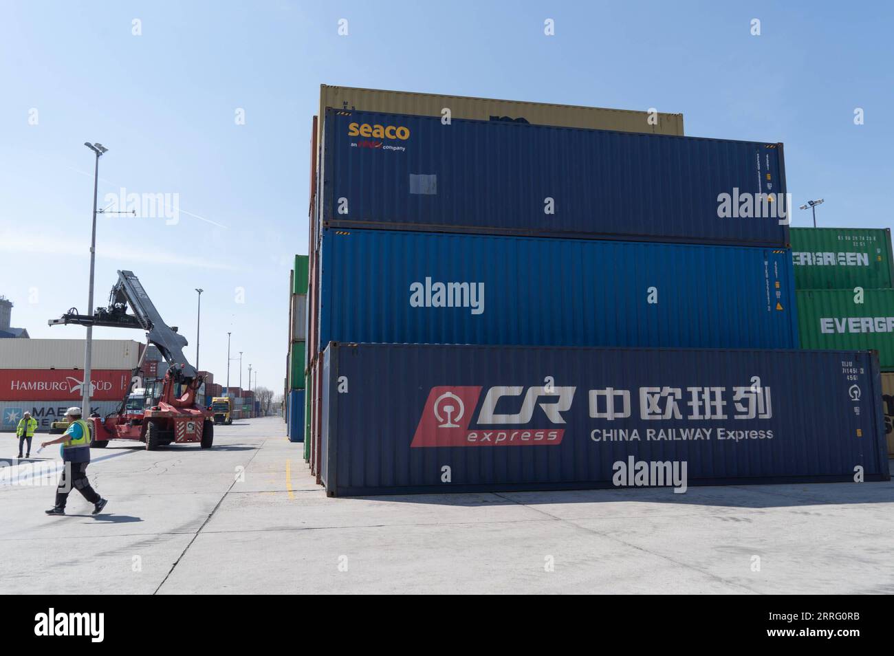 220501 -- BUDAPEST, May 1, 2022 -- A container of China Railway Express ...