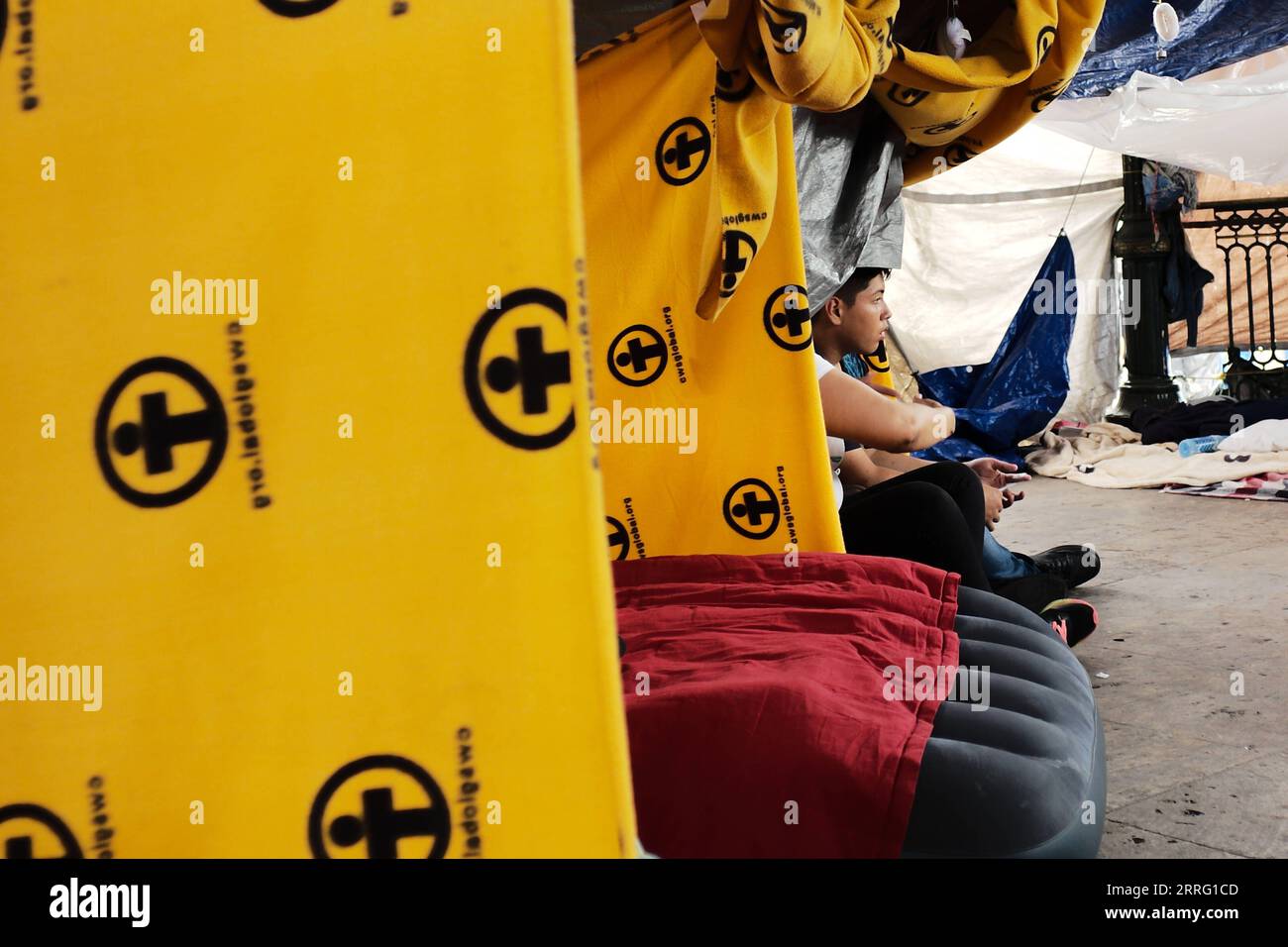 220503 -- REYNOSA, May 3, 2022 -- A migrant is seen inside a migrant ...
