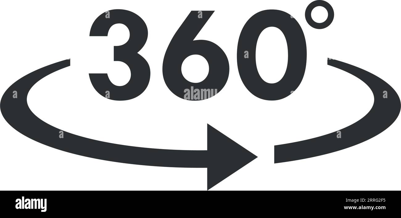 360 degrees icon in flat style. Rotate symbol vector illustration on ...