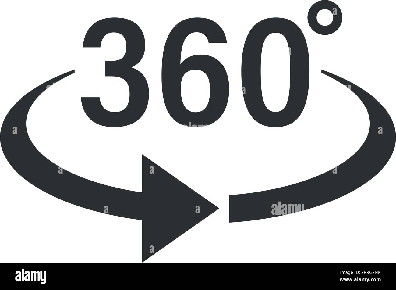 360 degrees icon in flat style. Rotate symbol vector illustration on ...
