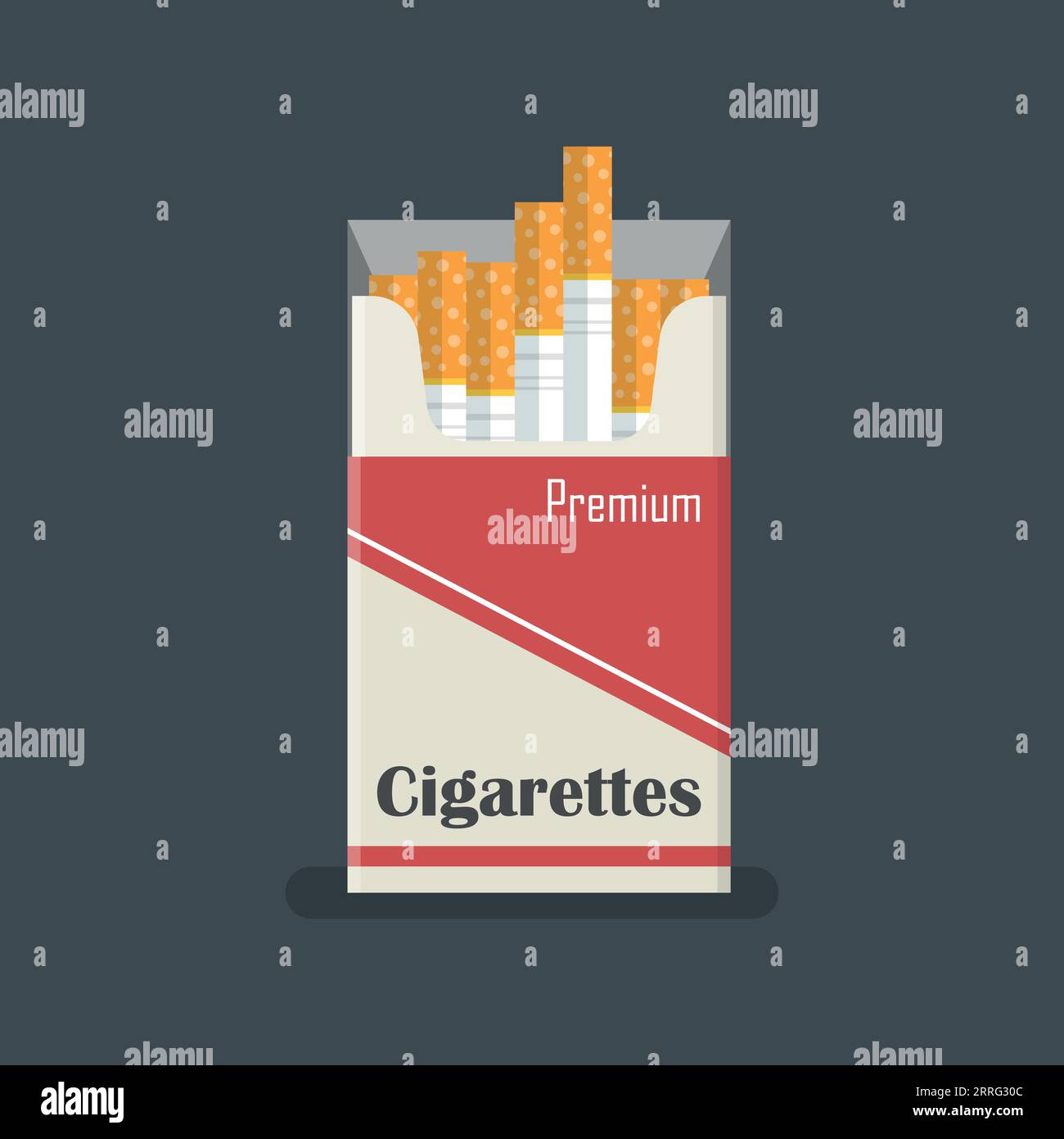 Packet of cigarettes icon in flat style. Smoking vector illustration on ...