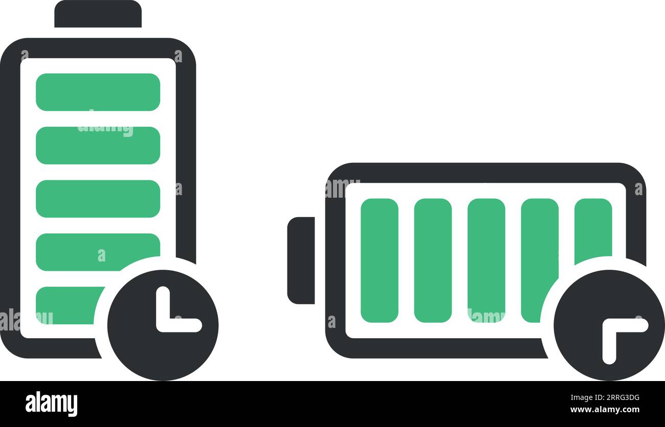 Long battery life icon in flat style. Battery charging process vector ...