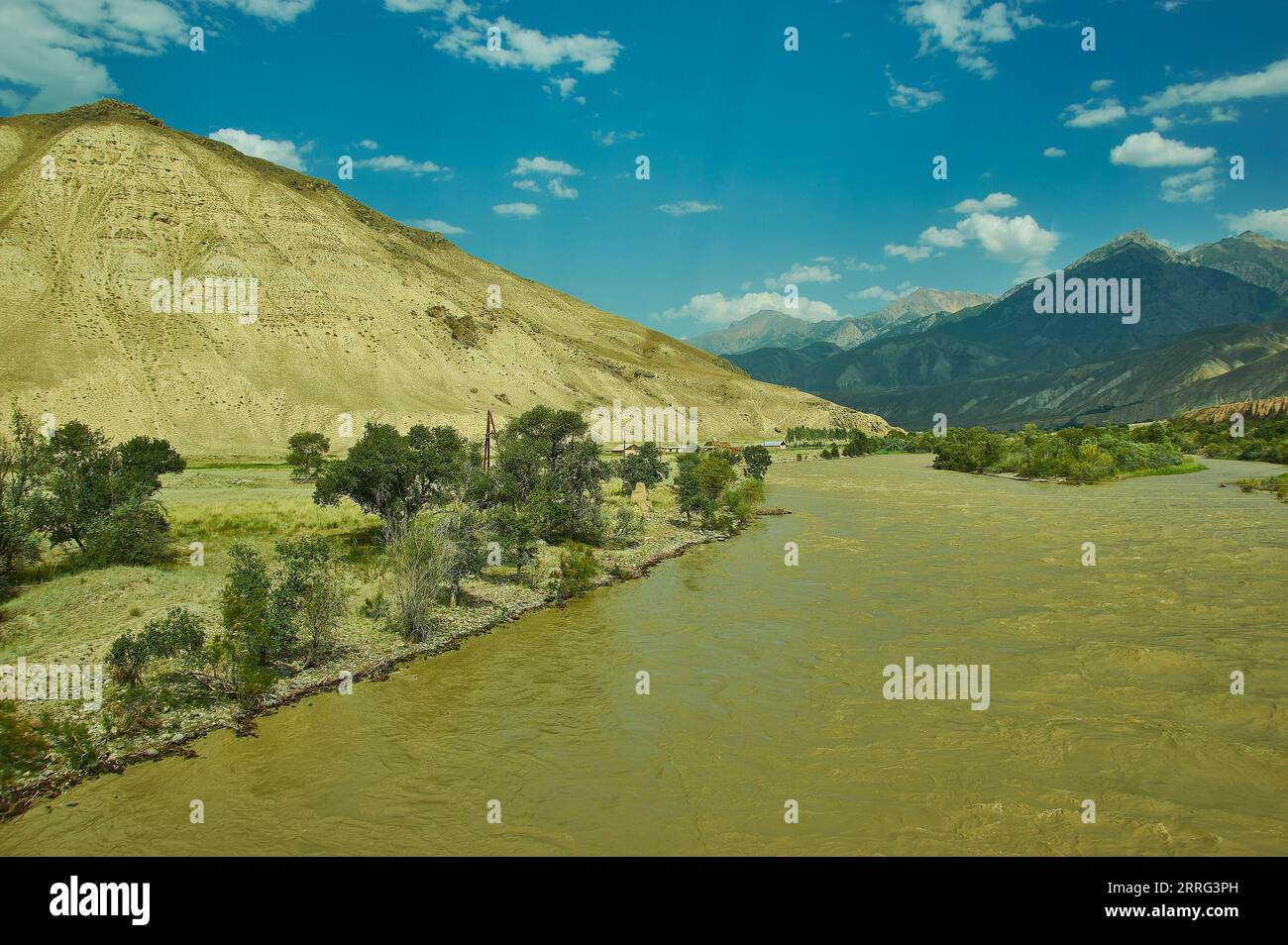 New North-South route , View of the Naryn river, Kyrgyzstan Stock Photo ...