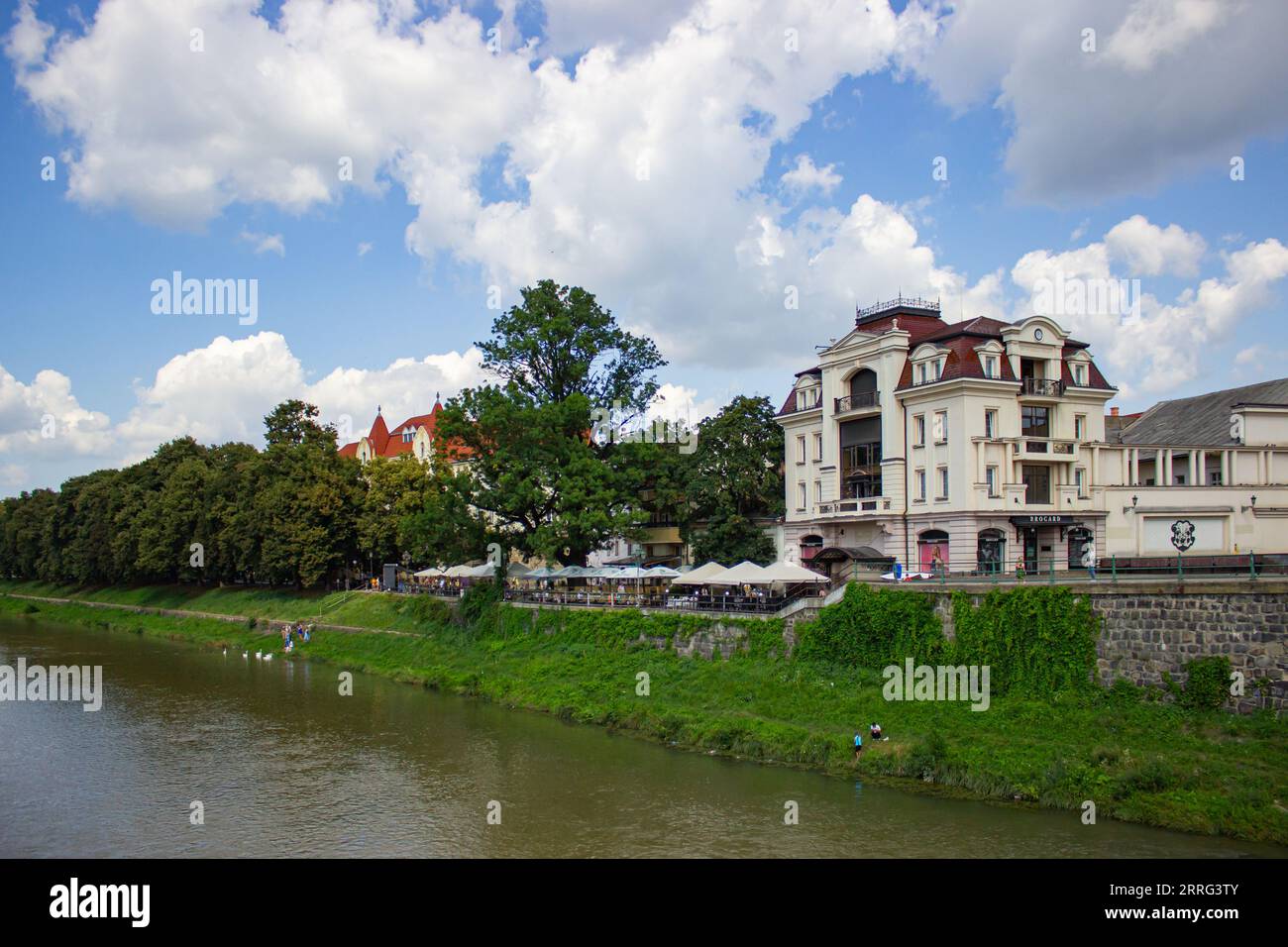 Uzhhorod, Ukraine - August 24, 2023: View on Uzh river in Uzhhorod ...