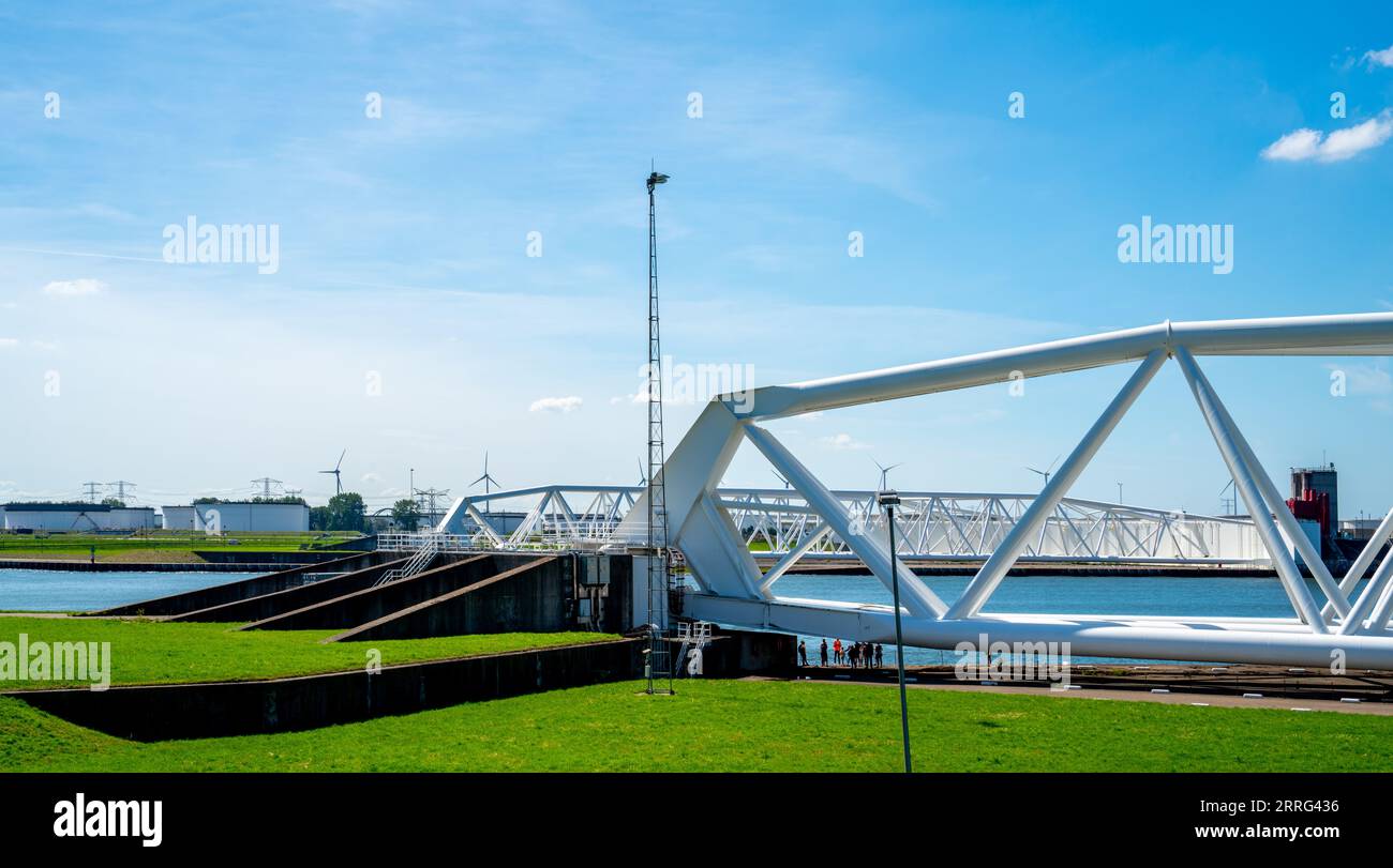 Detail of the 'Maeslantkering' flooding protection near Rotterdam ...