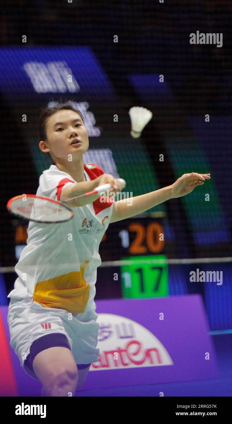 Changzhou, China's Jiangsu Province. 8th Sep, 2023. Han Yue of China hits a return during the ...