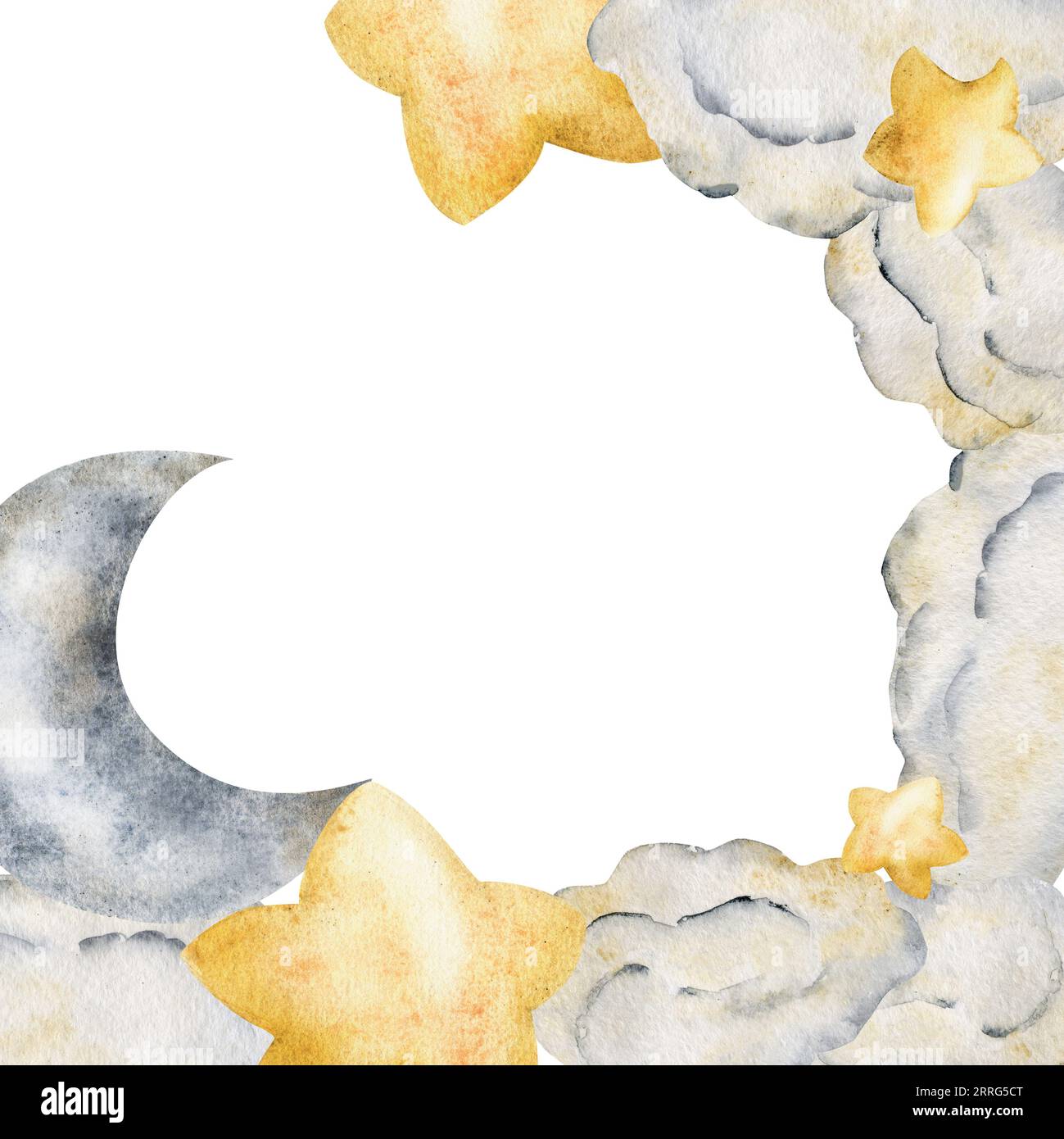 Watercolor hand drawn illustration, magical cosmos universe items, moon ...