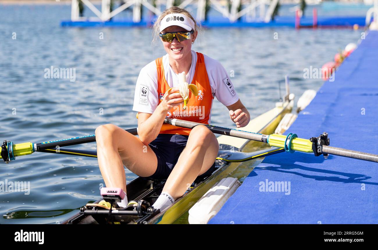 BELGRADE - Karolien Florijn in action in the semi-final single skiff during the sixth day of the ...