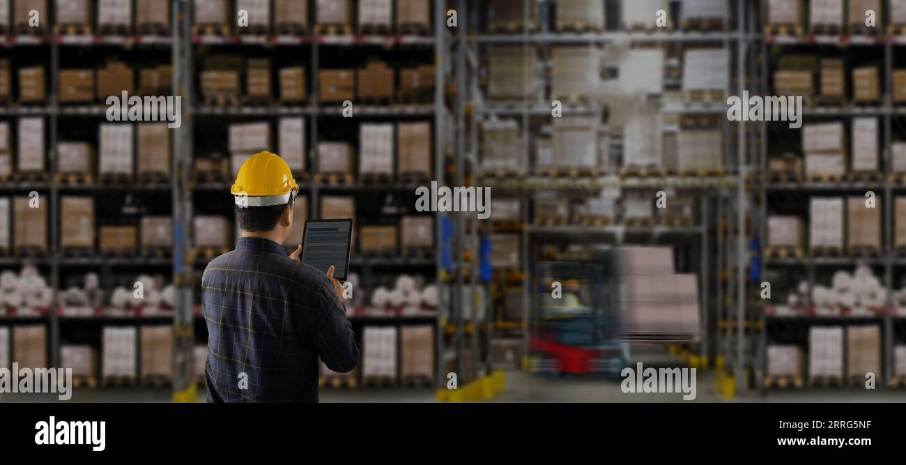 Digital internet network iot Smart logistics Warehouse management innovative software in ...