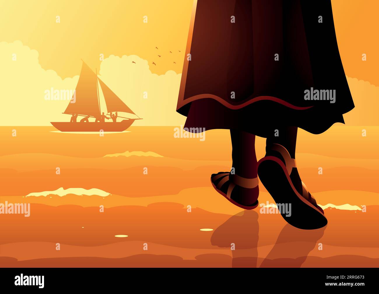 Biblical vector illustration series. Jesus walking on water Stock ...