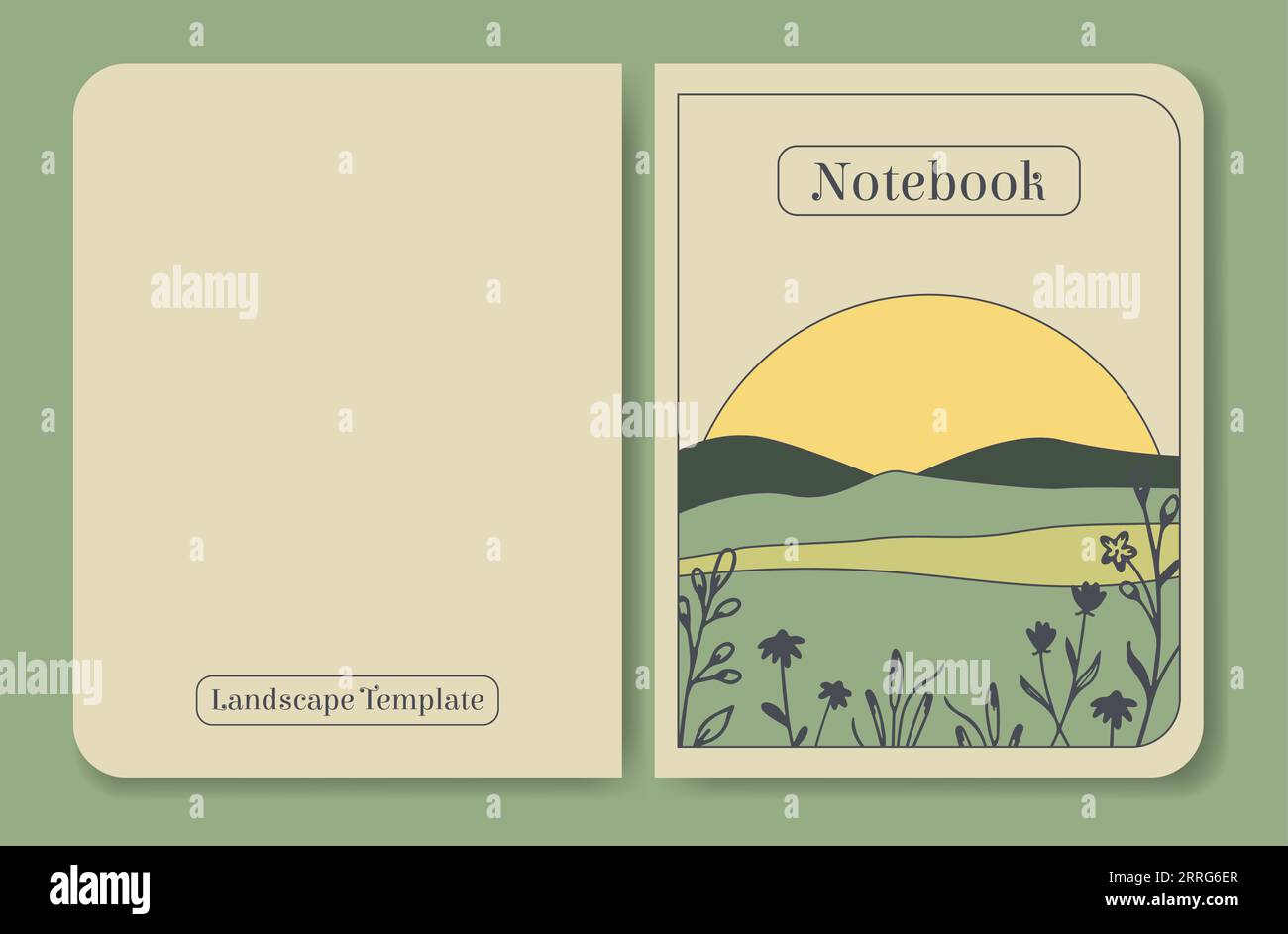 Notebook cover template minimalist summer meadow design Stock Vector ...