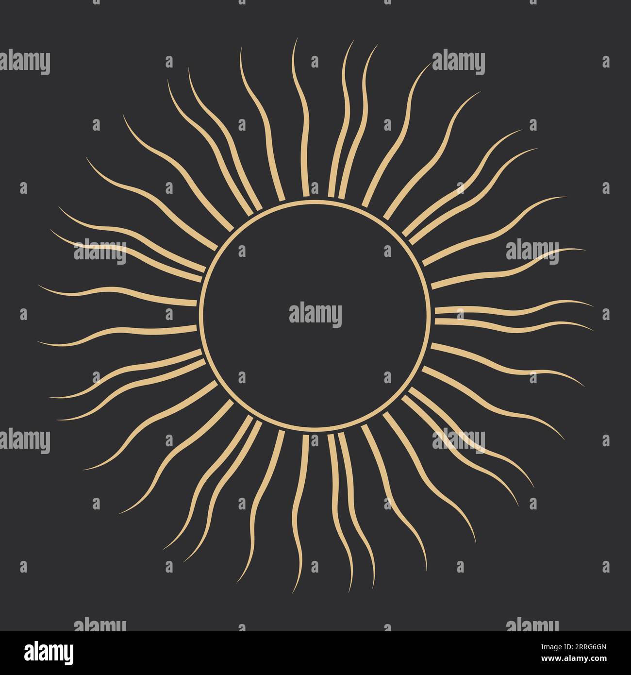 Celestial border sun line frame golden, mystic shape, space element ...