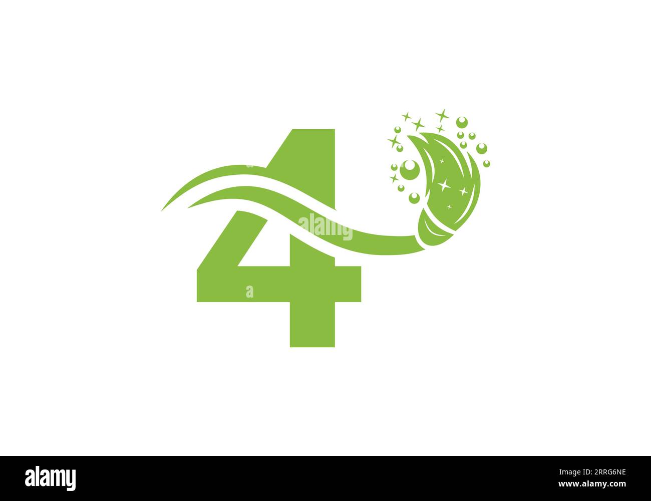 Letter 4 Cleaning Service Logo Design Concept With Clean Brush Symbol ...