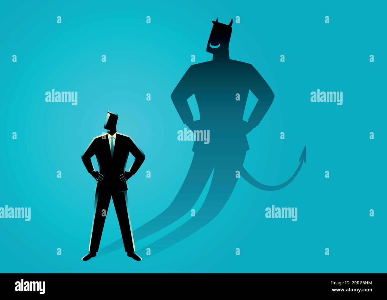 Business concept vector illustration of a businessman with his devil ...