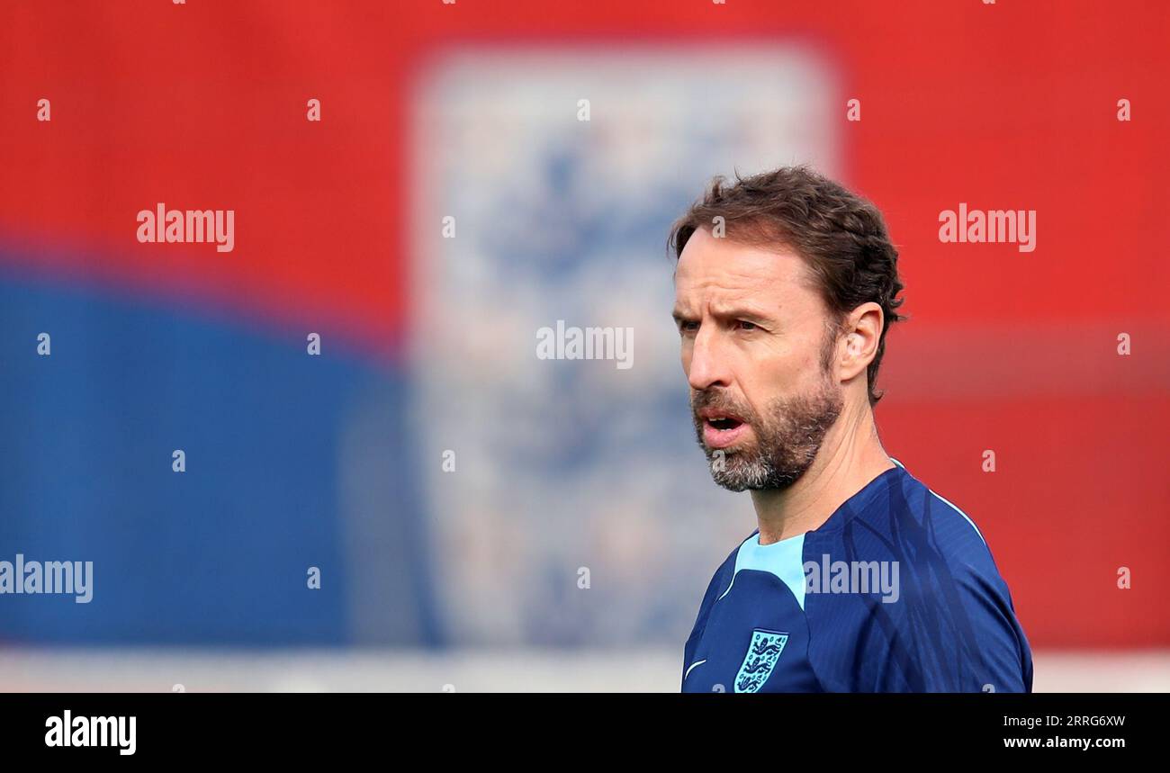 England manager Gareth Southgate during a training session at St ...