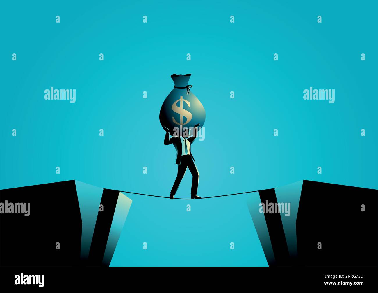 Business concept vector illustration of businessman crossing the abyss ...