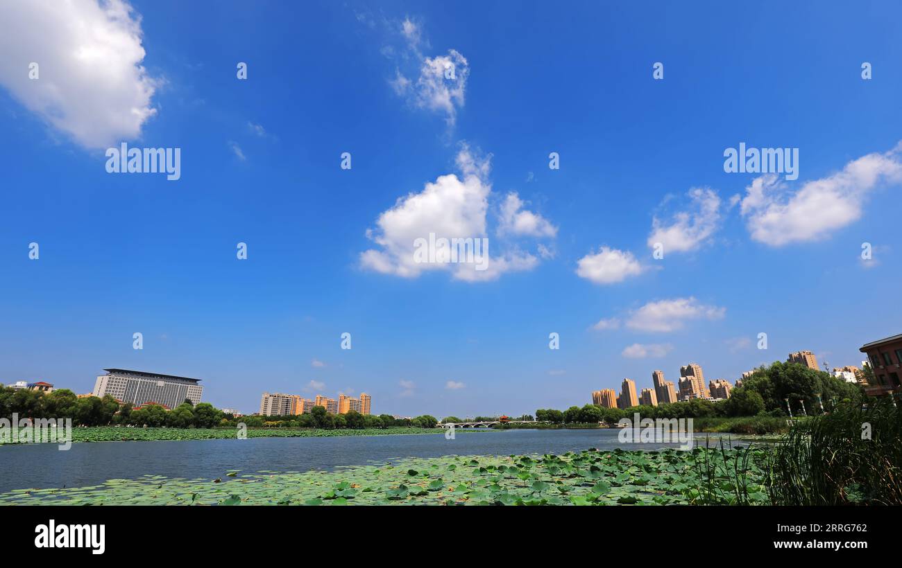 Beautiful waterfront city scenery, North China Stock Photo - Alamy