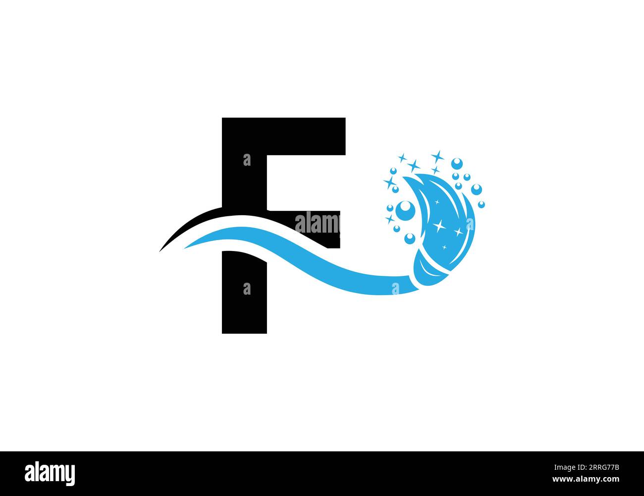 Letter F Cleaning Service Logo Design Concept With Clean Brush Symbol ...