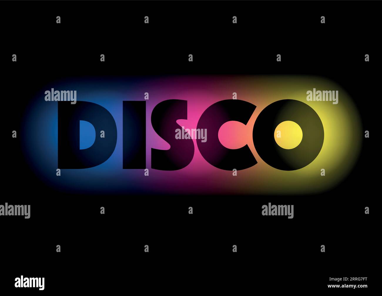 Vector illustration of the word disco on colourful background, gradient ...