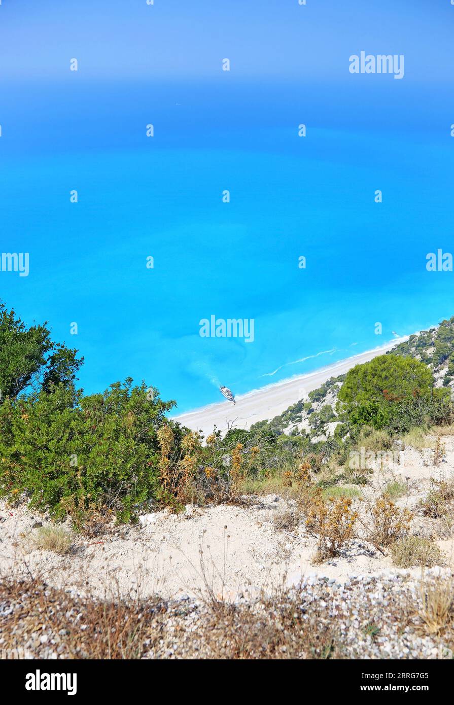 turquoise scenery of Egremni beach Lefkada island Greece Stock Photo ...