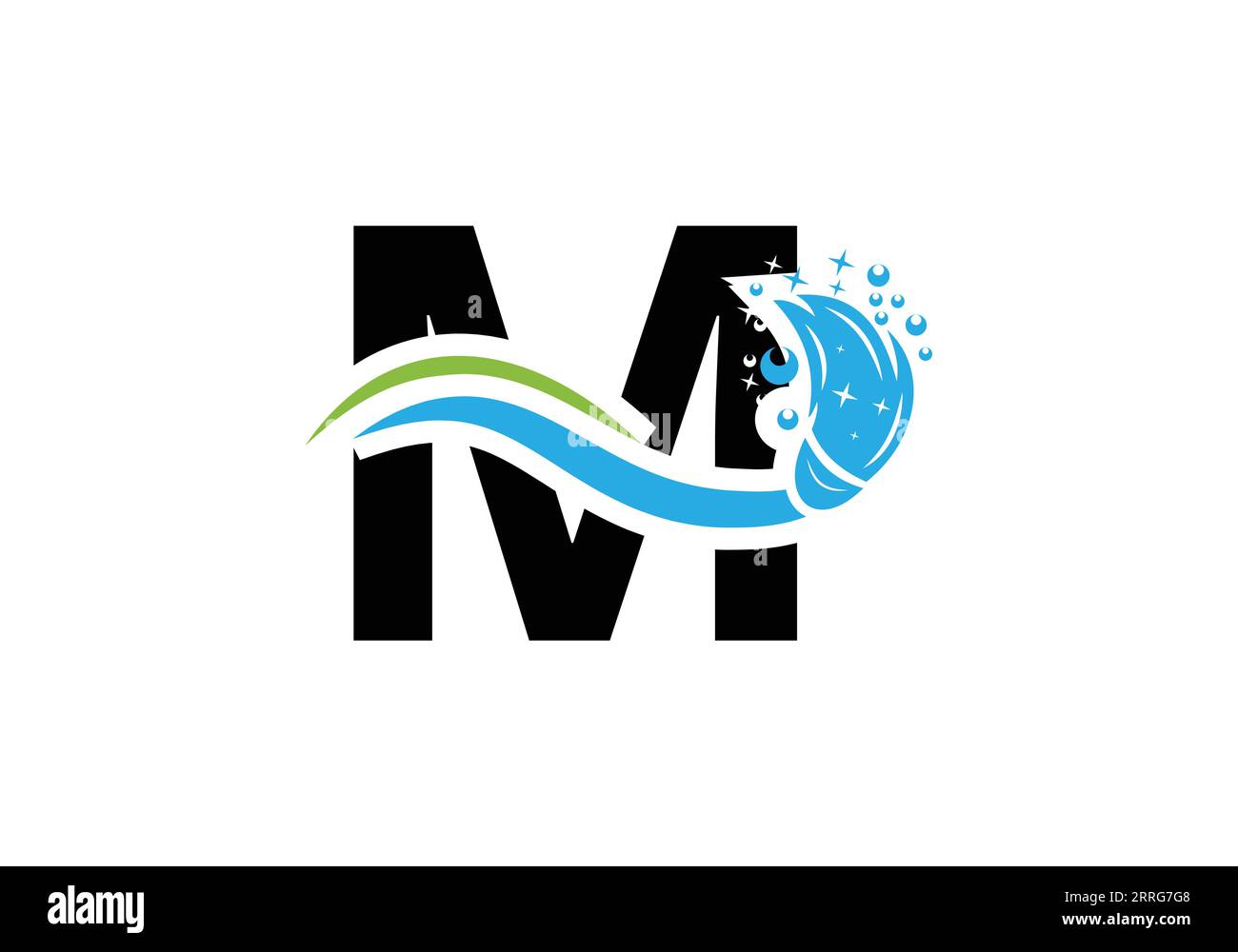 Letter M Cleaning Service Logo Design Concept With Clean Brush Symbol ...