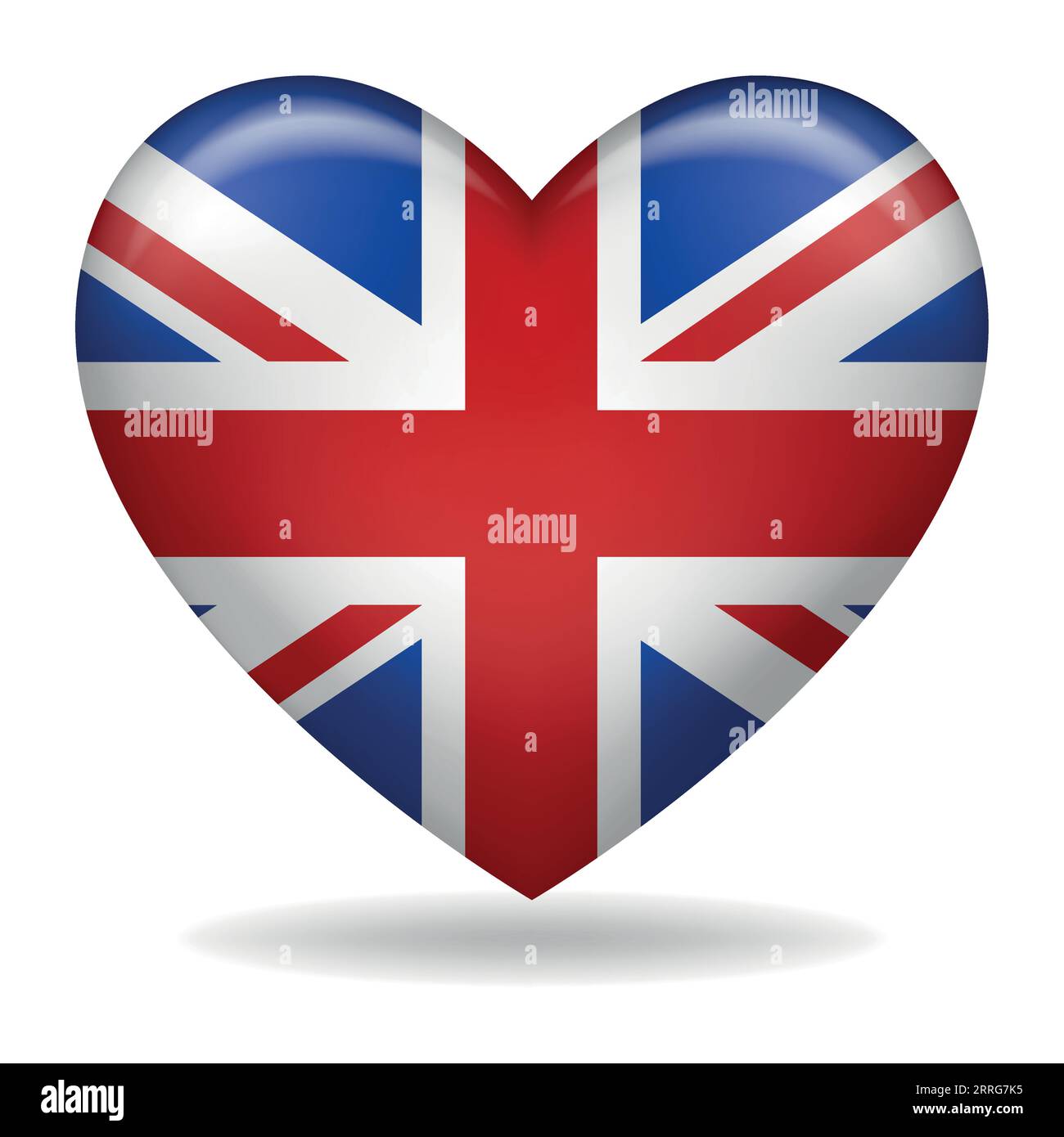 Vector illustration of heart shape of United Kingdom insignia isolated ...