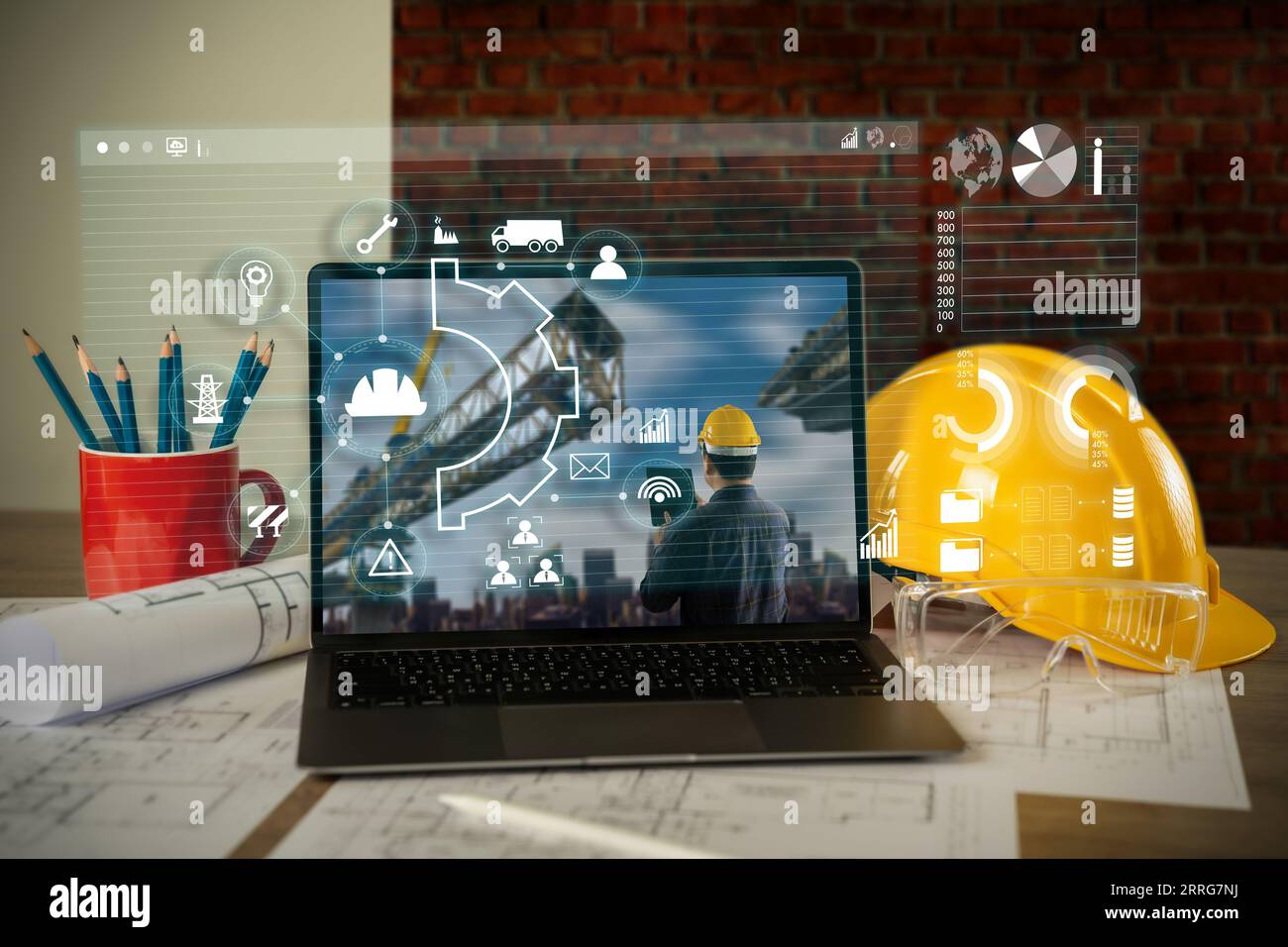 Engineer architect industry 4.0 using tablet construction site ...