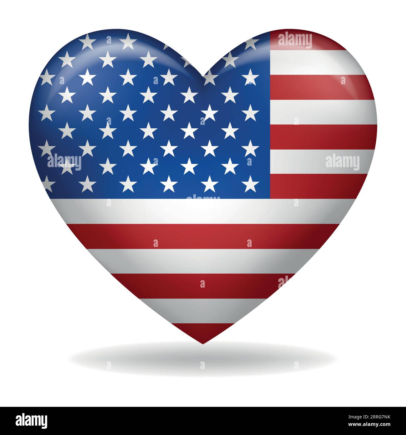 Vector illustration of heart shape of USA insignia isolated on white ...