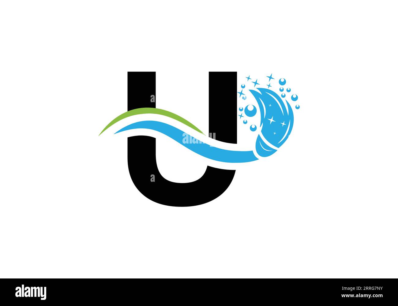 Letter U Cleaning Service Logo Design Concept With Clean Brush Symbol ...