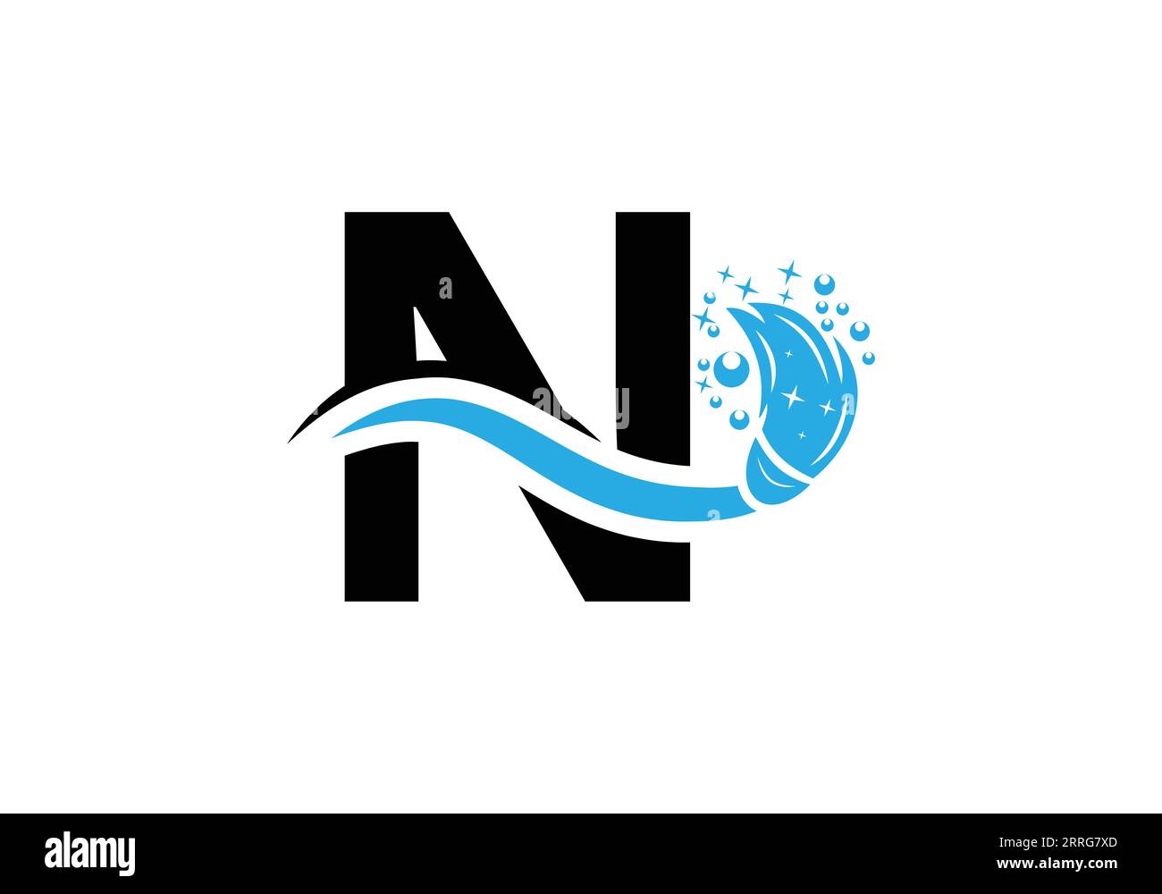 Letter N Cleaning Service Logo Design Concept With Clean Brush Symbol ...