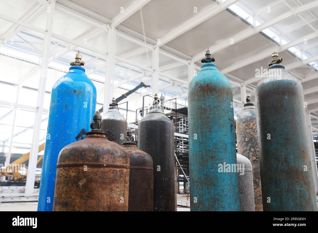 Application of high pressure oxygen cylinder in construction site Stock ...