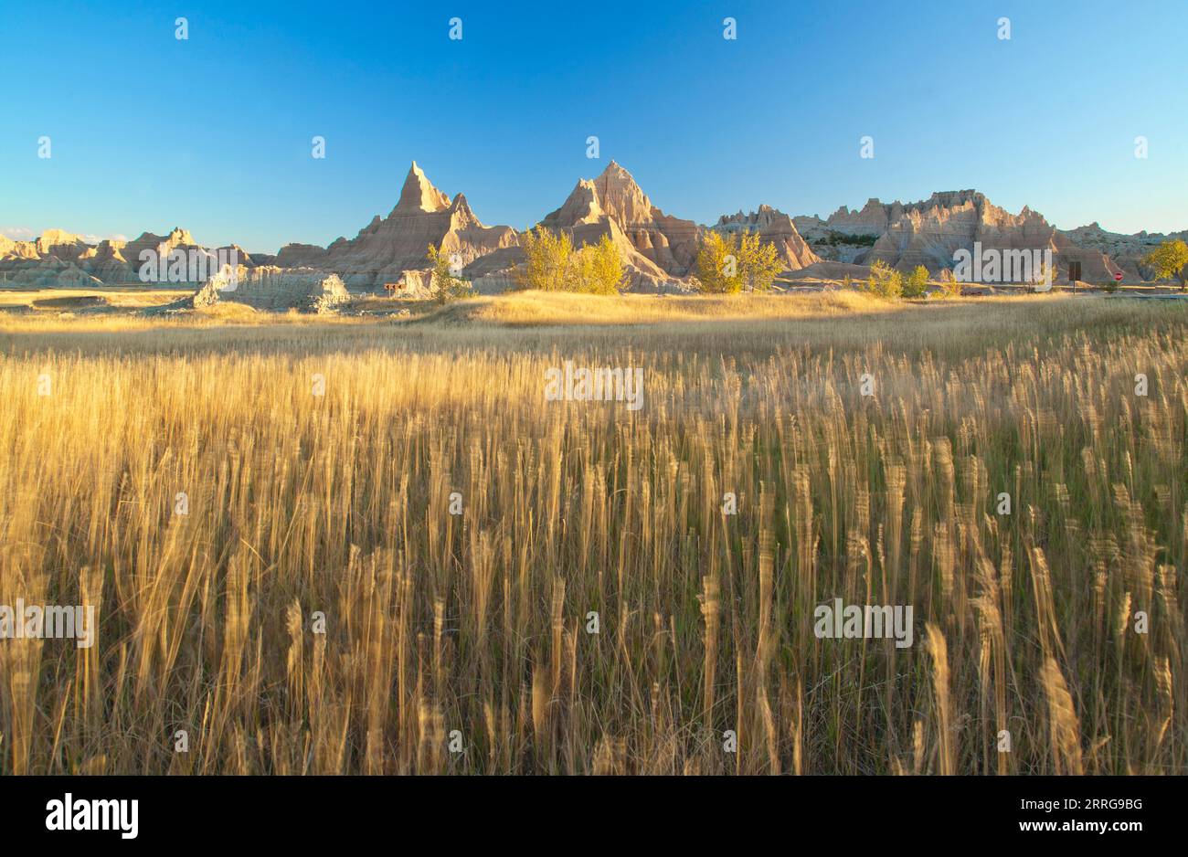 The rugged landscape and prairie of the fossil beds in Badlands ...