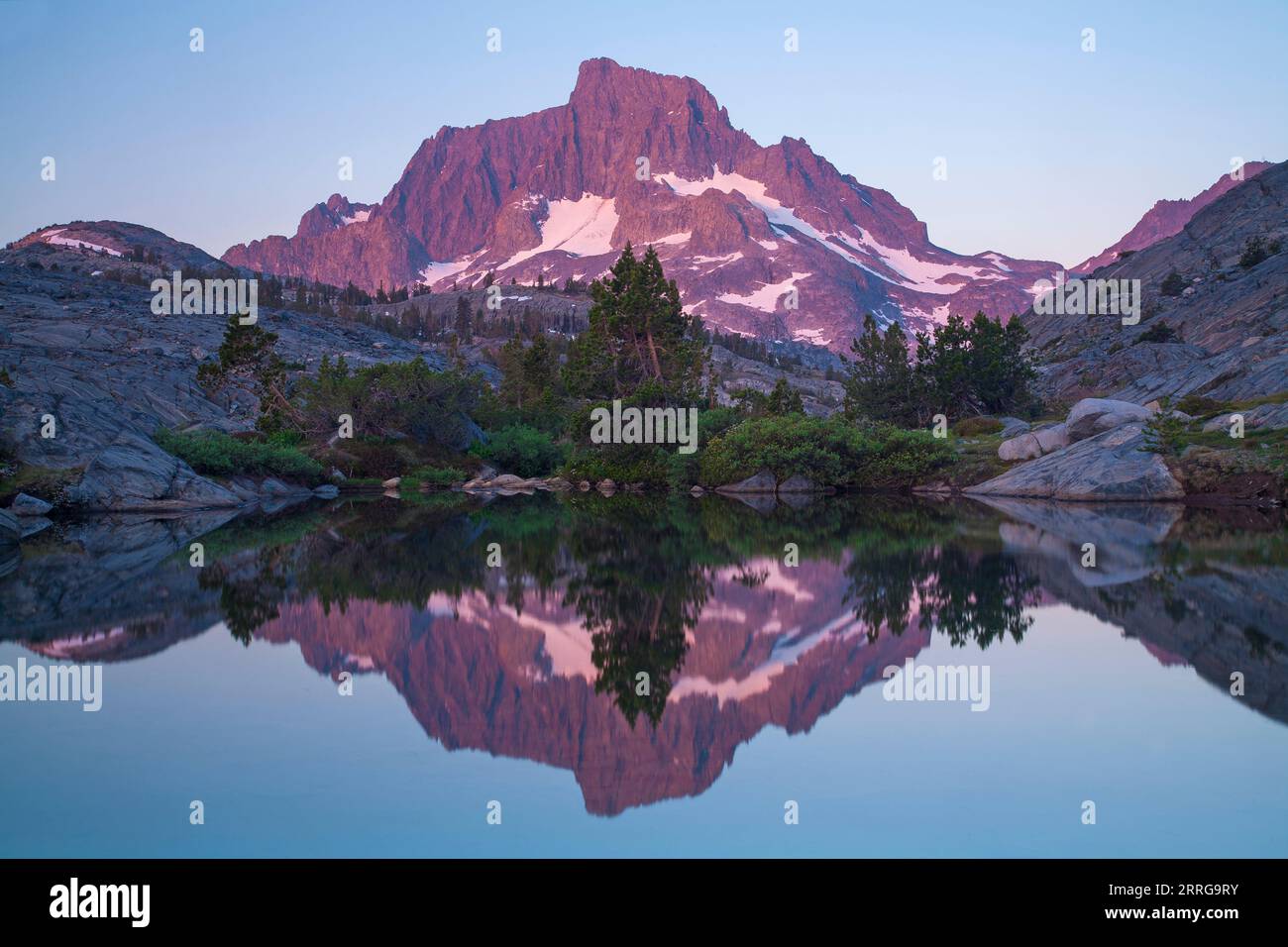 Morning light illuminates Mount Ritter located in the Sierra Nevada ...