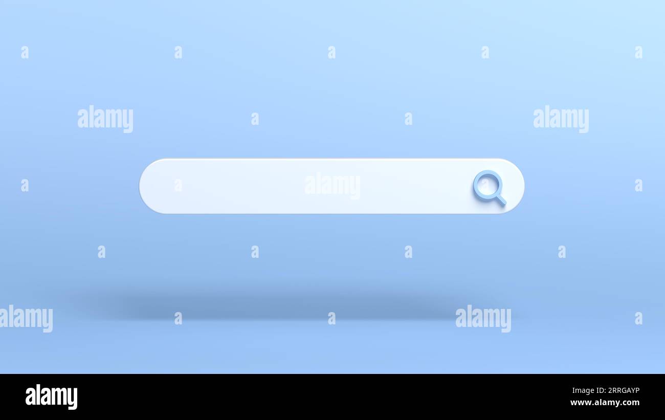 White search bar on blue background. Search box. 3d illustration Stock ...