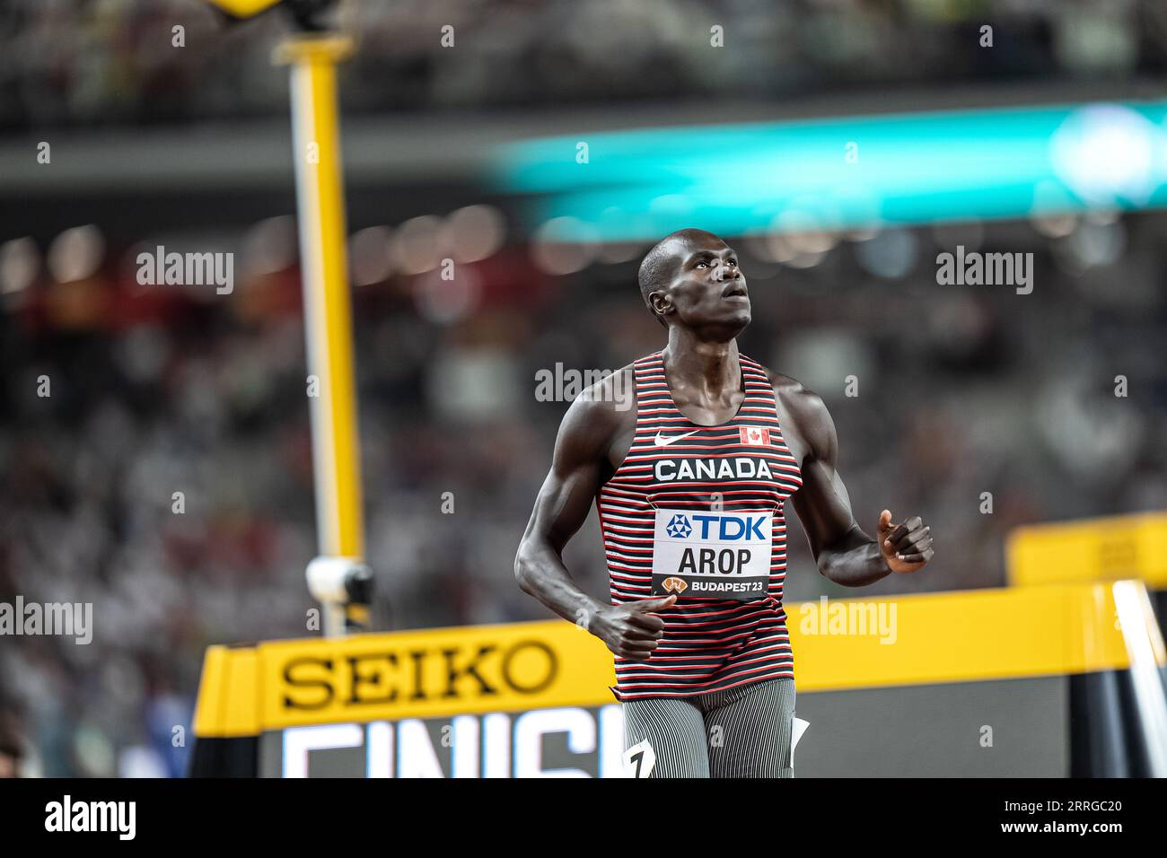 Marco Arop winning in the 800 meters at the World Athletics ...