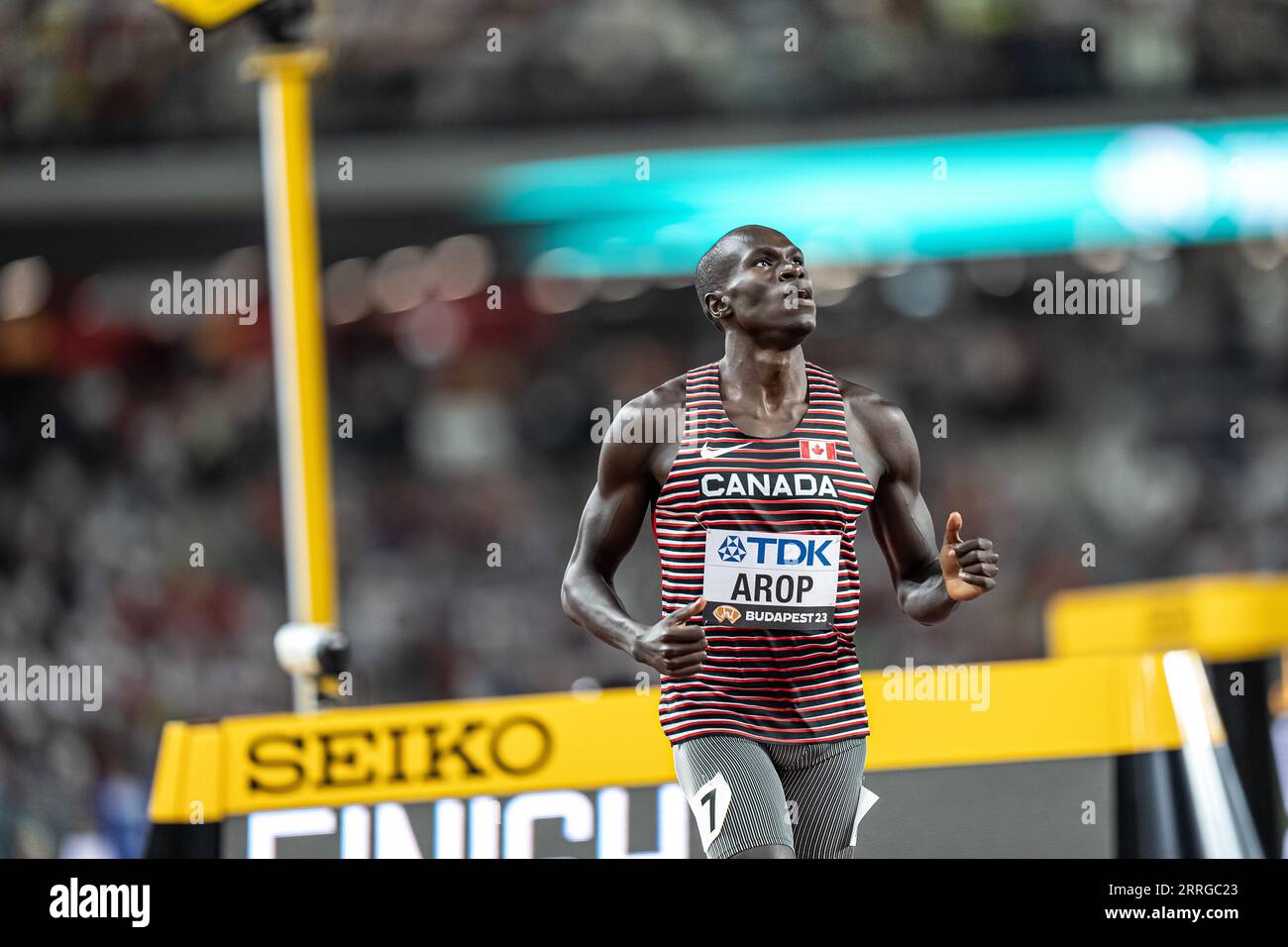 Marco Arop winning in the 800 meters at the World Athletics ...