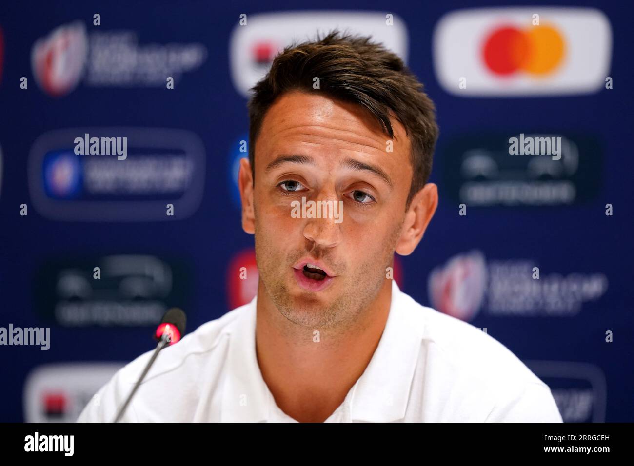 England's Alex Mitchell during a press conference at the Stade de ...