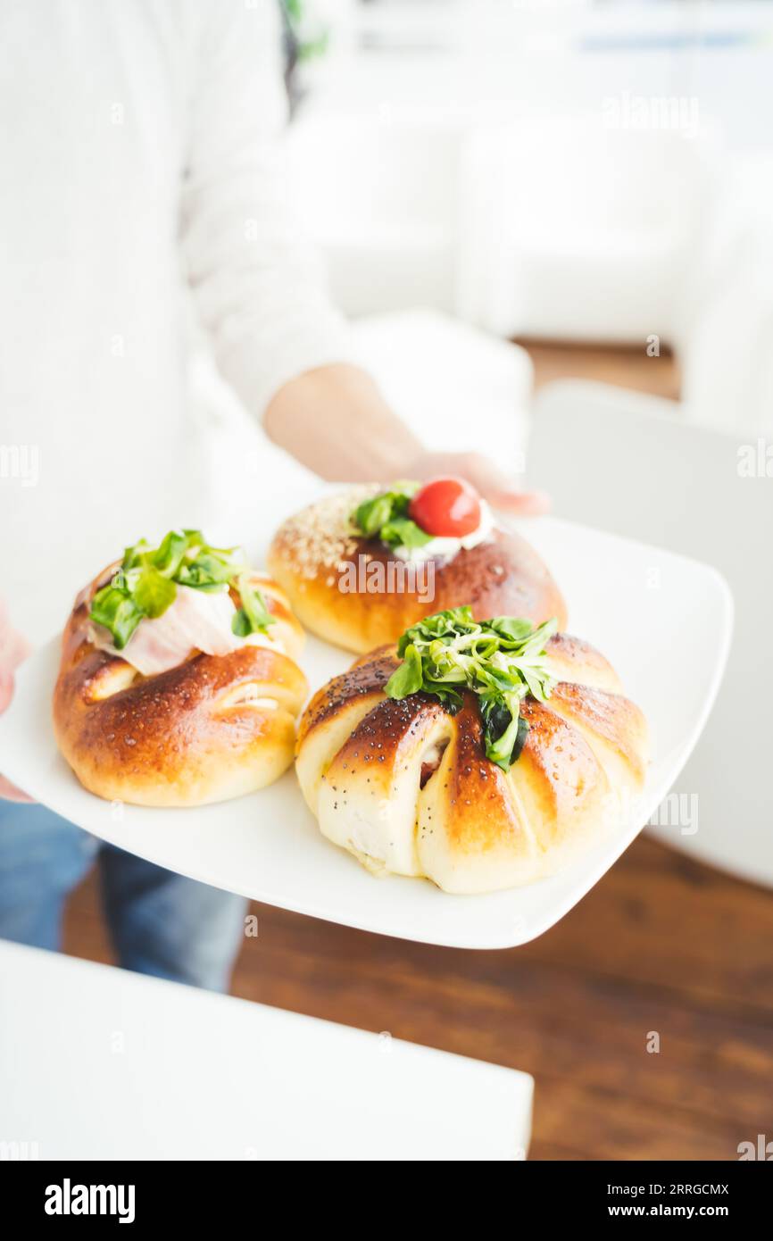Sicilian rotisserie calzone with seeds. Traditional street food in Palermo, Sicily, Italy at a ...