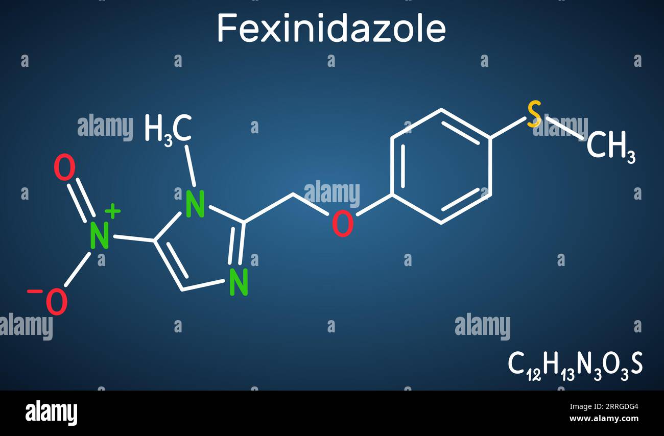 Fexinidazole molecule. It is drug used to treat African trypanosomiasis ...