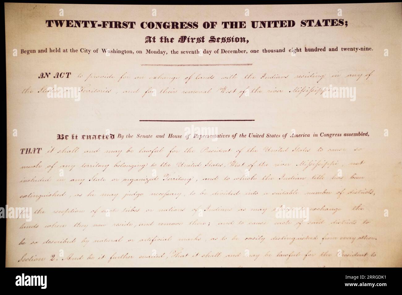 Indian Removal Act Of 1830 Original Document