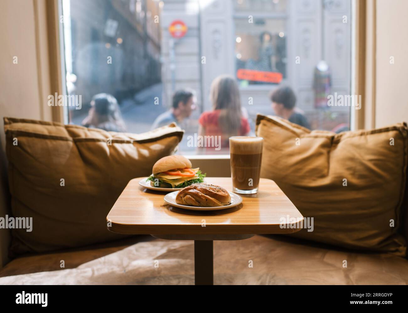 lunch for one on a window table in a cafe Stock Photo - Alamy
