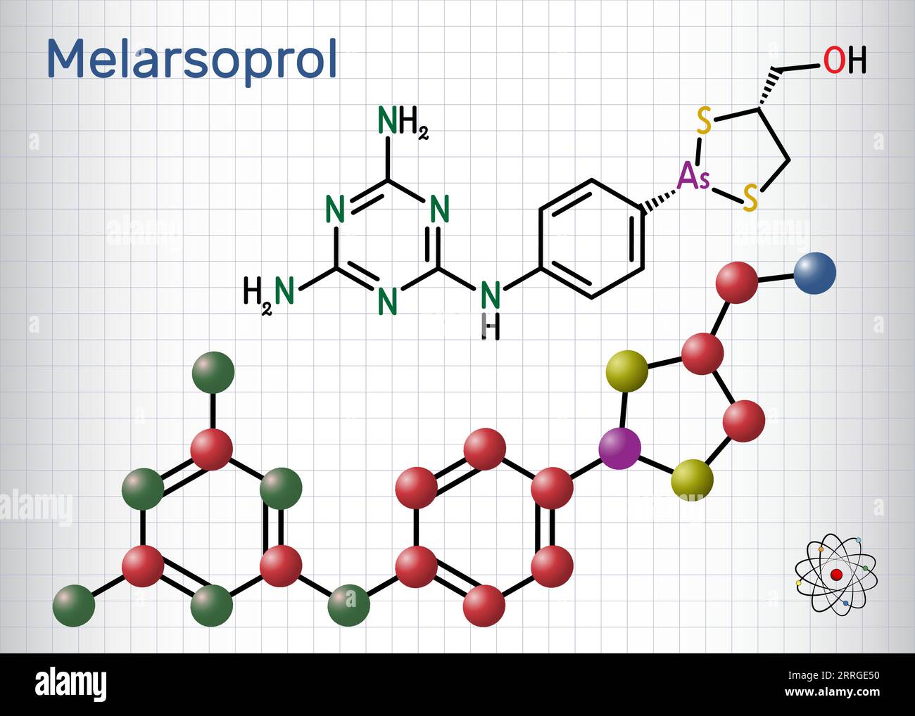 Melarsoprol drug molecule. Structural chemical formula and molecule ...