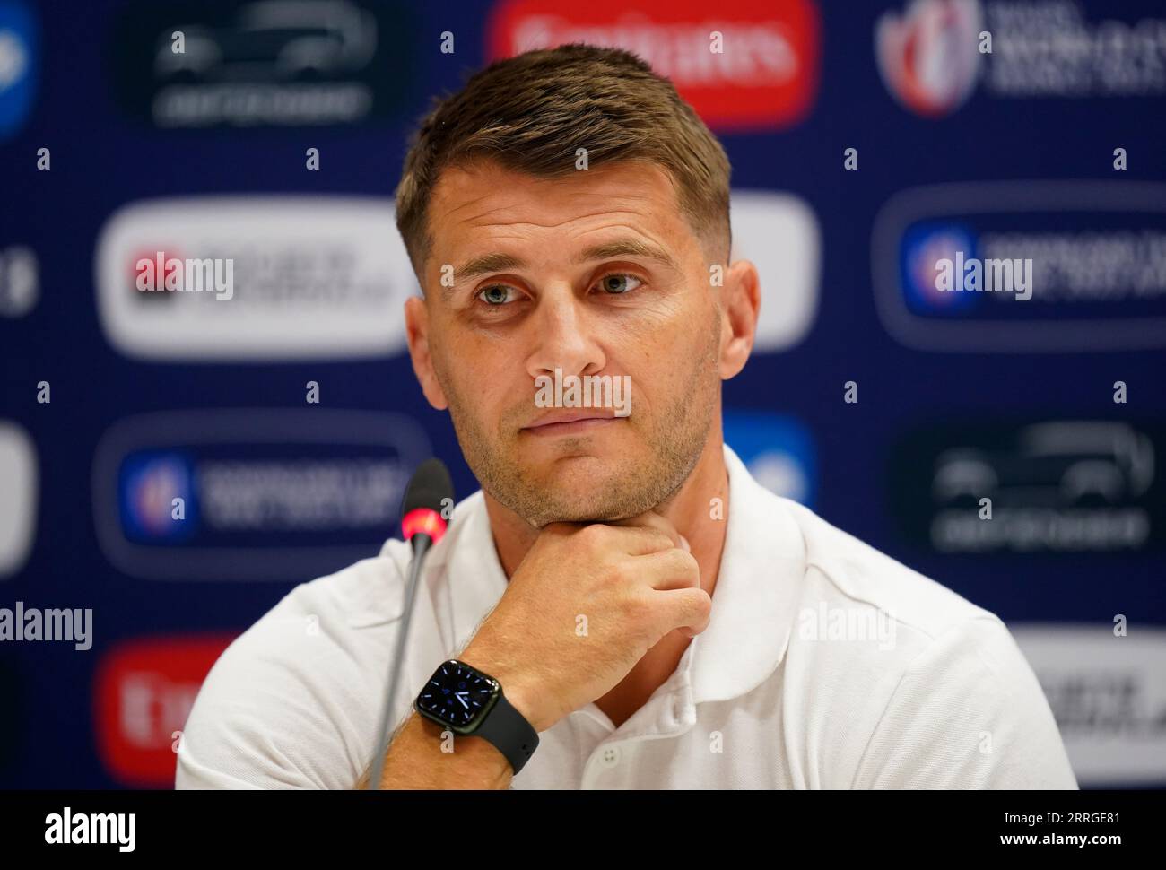 England attack coach Richard Wigglesworth during a press conference at ...