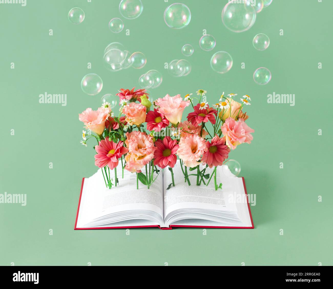 Open book pink flowers green hi-res stock photography and images - Alamy